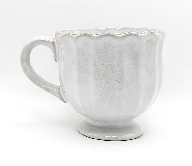 Delicate Footed Coffee Mug, Artisan Stoneware 12 Oz Glaze Cup, Soft ...