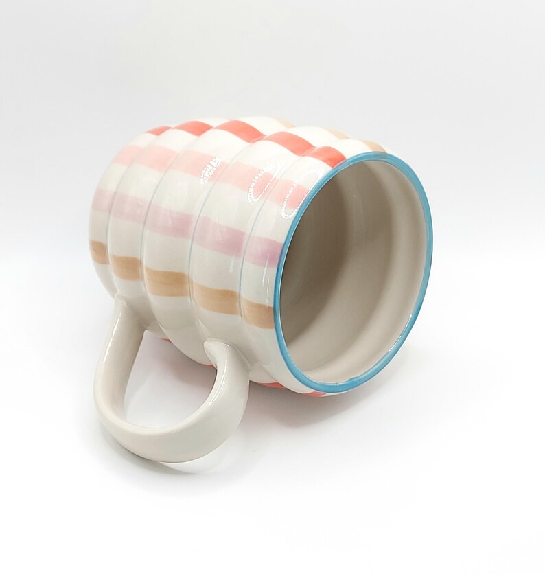 Fun Bubble Colorful Lines Coffee Tea Mug 16 Oz Ceramic, Wavy Style Jug ...