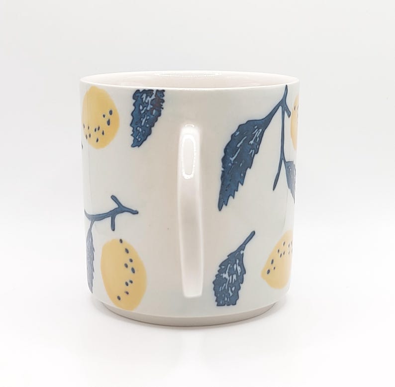 Hand-painted Lemon Tree Coffee Mug 14 Oz Ceramic, Aesthetic Fruity Tea ...