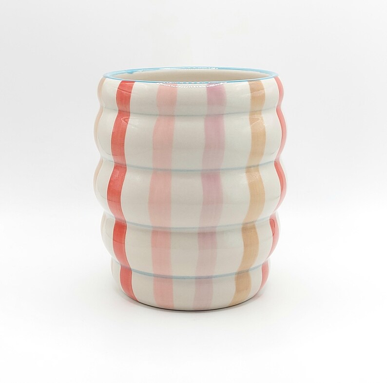 Fun Bubble Colorful Lines Coffee Tea Mug 16 Oz Ceramic, Wavy Style Jug ...