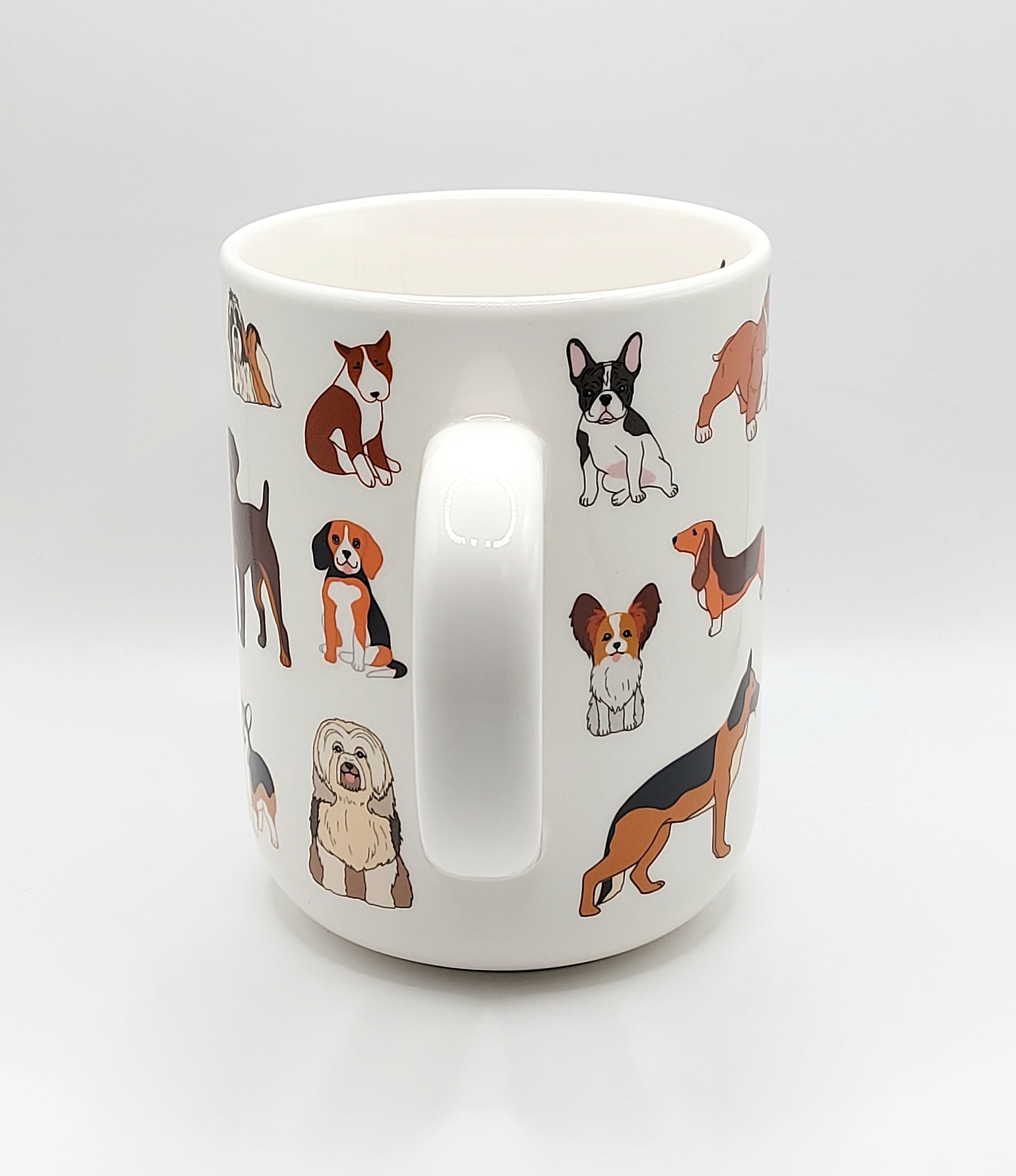 DOG LOVER Woof Coffee Tea Mug Cup 16 Oz Ceramic, Colorful Dogs Breeds ...