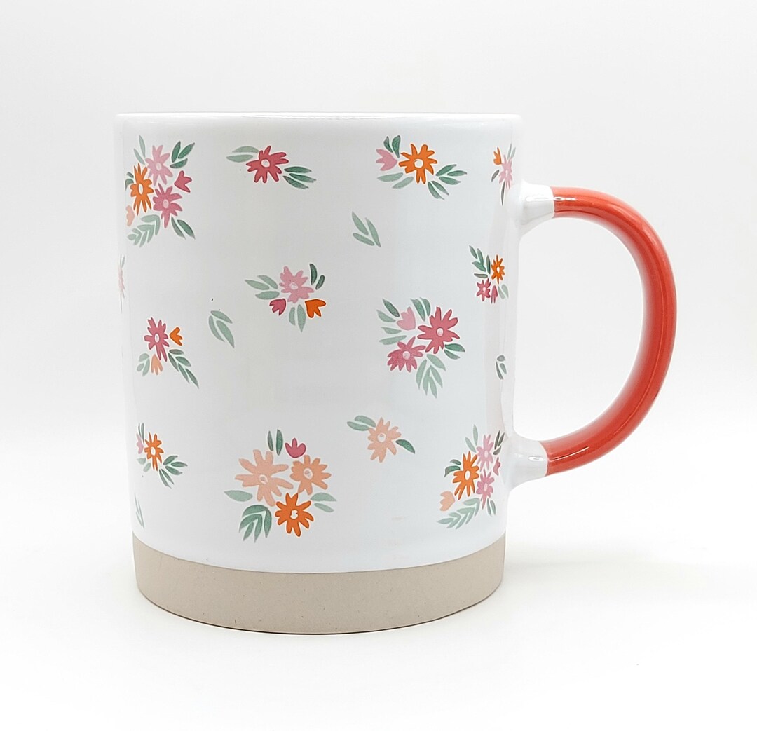 Spring Flowers Bouquet Tea Cup 18 Oz Ceramic, Colorful Garden Coffee ...