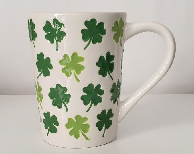 Lucky Clover Coffee Tea Mug Cup Ceramic White 18 Oz Hand-painted by TAG ...
