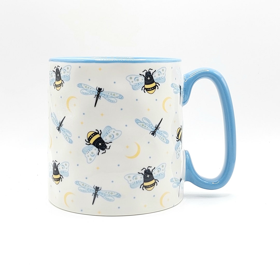 Bees & Dragonflies Coffee Tea Mug Cup 14 Oz Ceramic, Wild Insects ...