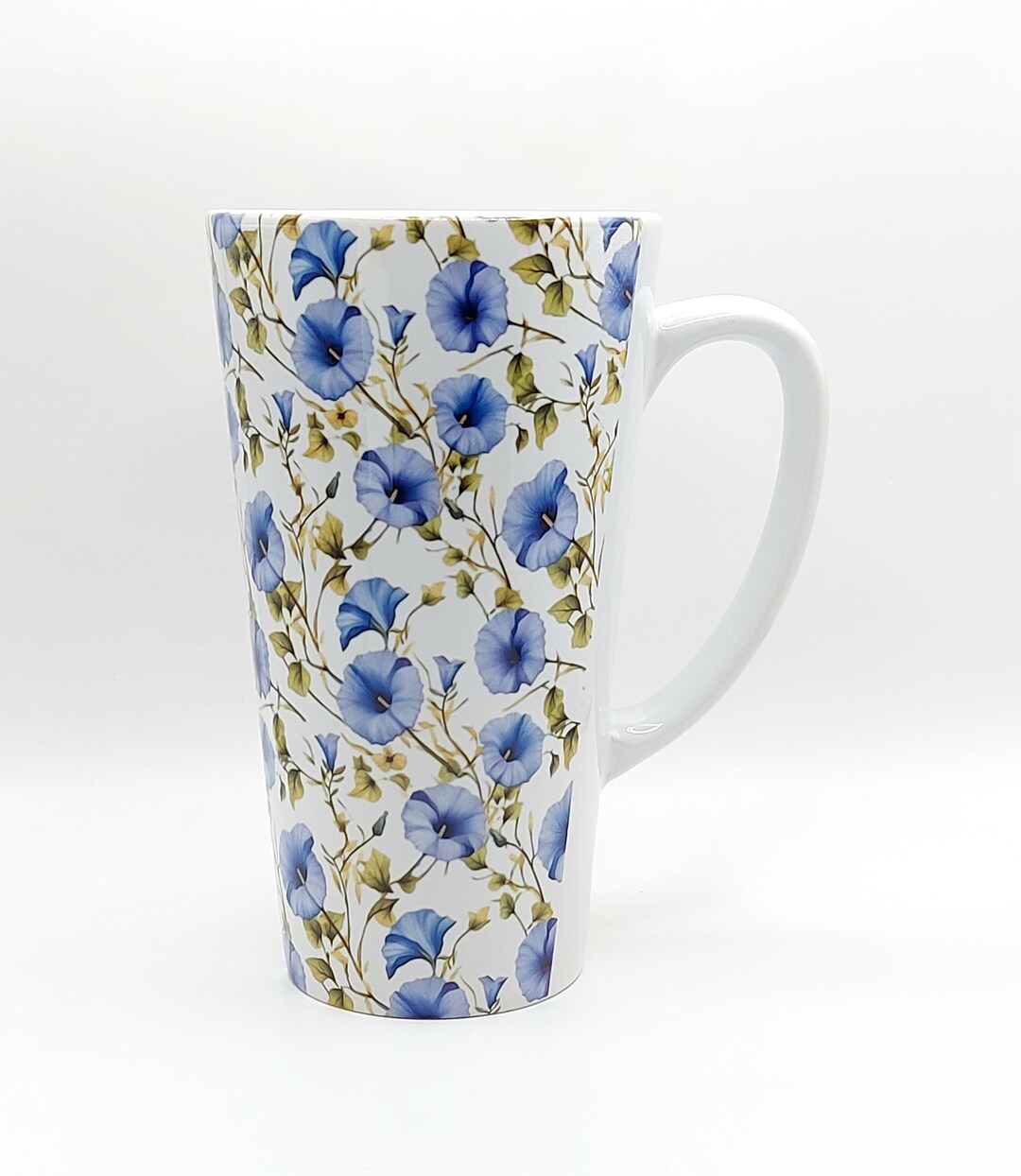 Blue Morning Glory Garden Coffee Tea Latte Mug Cup, 17 Oz Ceramic Jug ...