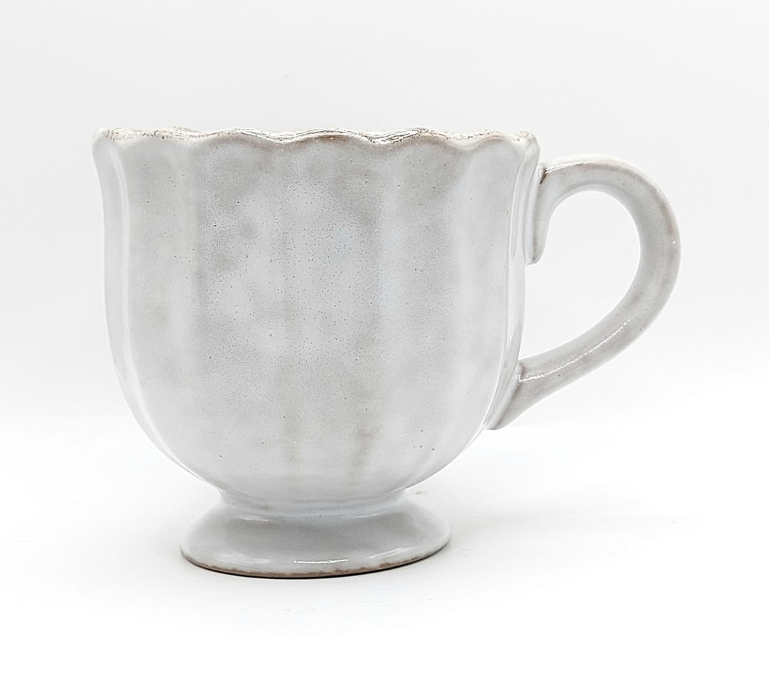 Delicate Footed Coffee Mug, Artisan Stoneware 12 Oz Glaze Cup, Soft ...