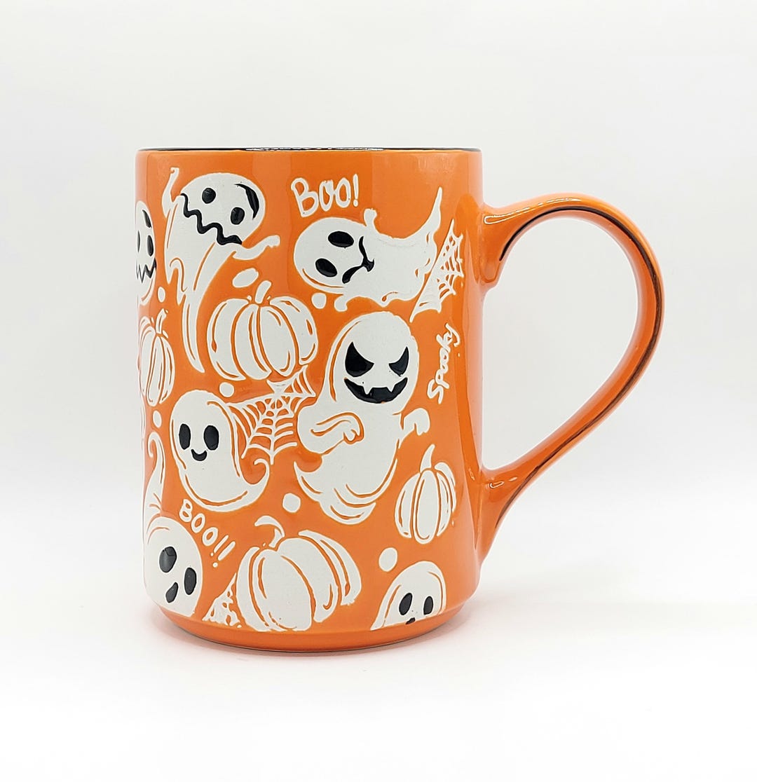 Spooky Ghost Season Coffee Tea Mug, 16 Oz Ceramic Cup, Halloween Vibes ...