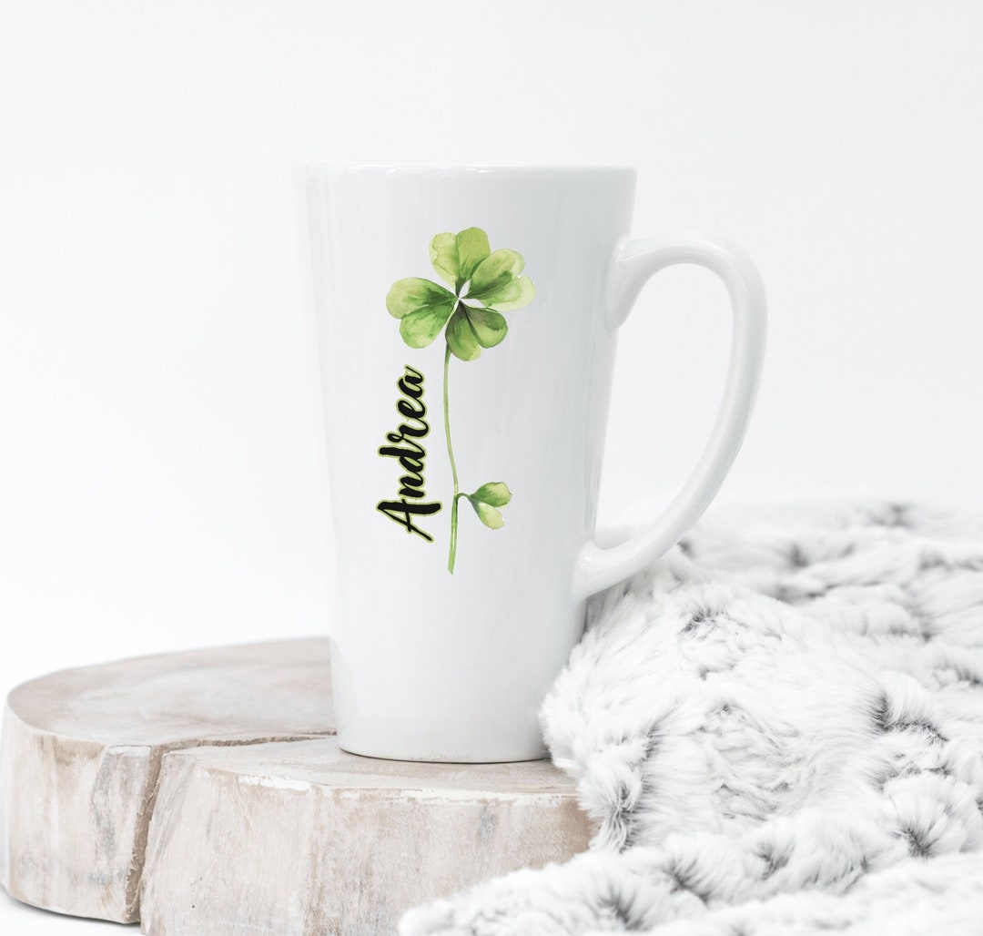 Lucky Clover Personalized Latte Mug 17 Oz, Custom Name Coffee Cup, St ...