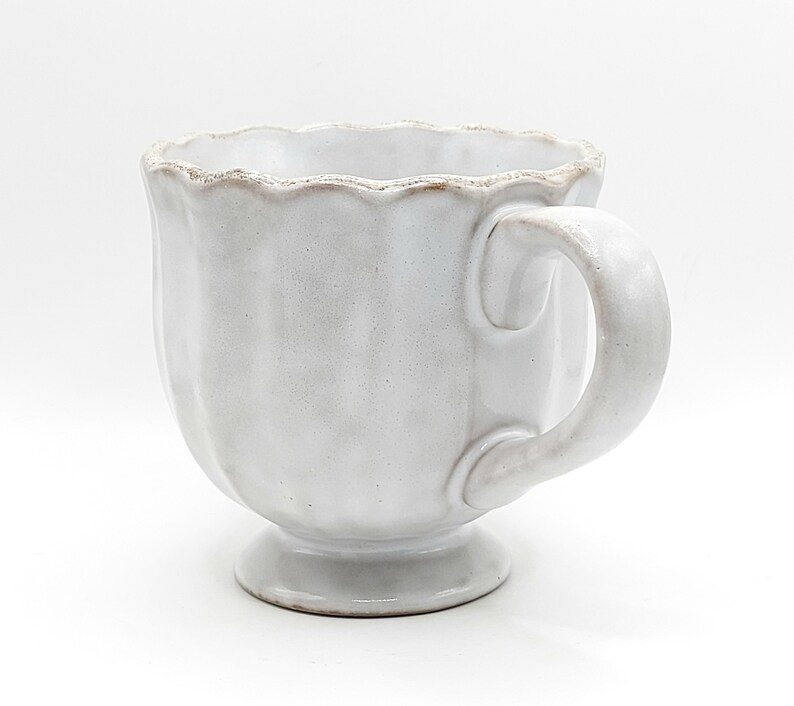 Delicate Footed Coffee Mug, Artisan Stoneware 12 Oz Glaze Cup, Soft ...