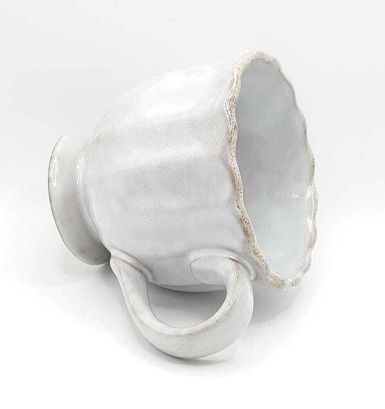 Delicate Footed Coffee Mug, Artisan Stoneware 12 Oz Glaze Cup, Soft ...
