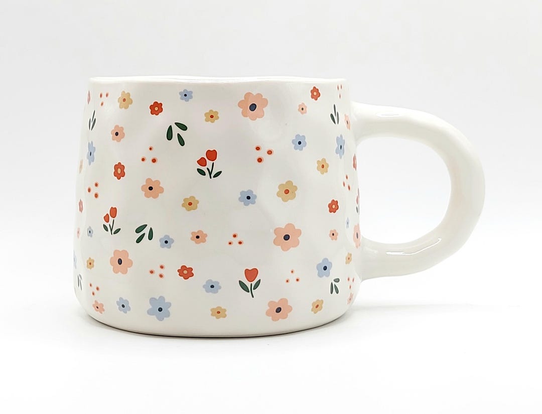 Cute Tiny Flowers Coffee Tea Mug Cup 13 Oz Ceramic, Floral Pattern ...
