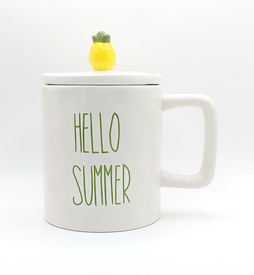 HELLO SUMMER Coffee Tea Mug Cup With Cap 14 Oz Ceramic, Sculpted ...