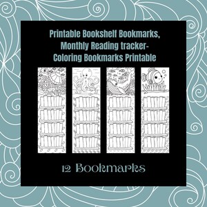 12 CUTE Printable Kids Bookshelf Bookmarks, Monthly Reading Tracker ...