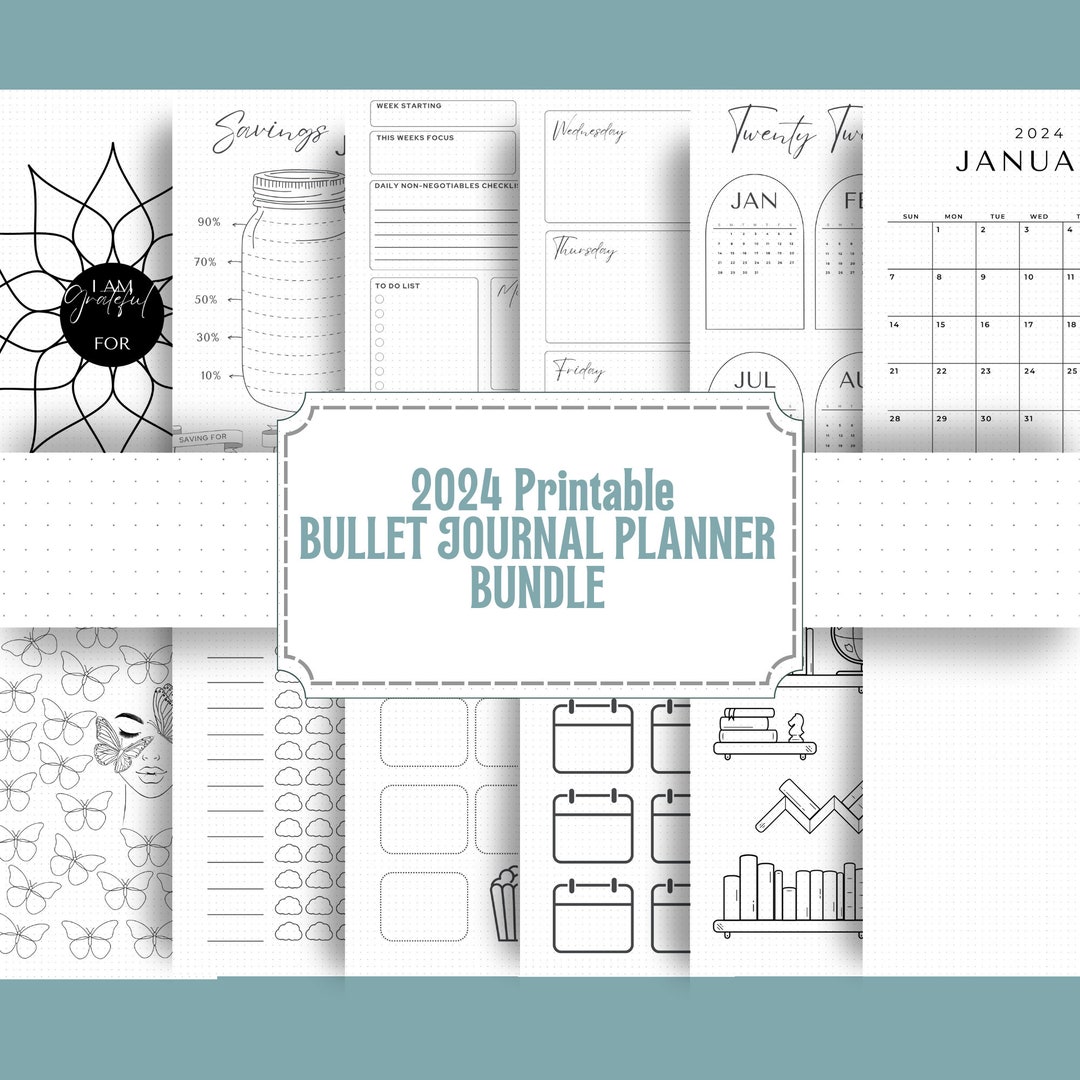 2024 Printable Bullet Journal Planner | 46 Pages Bullet Journal ...