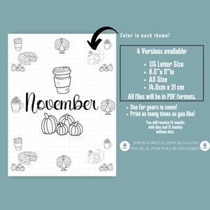 12 Monthly Cover Pages A5 Journal Monthly Title Page Template Monthly ...