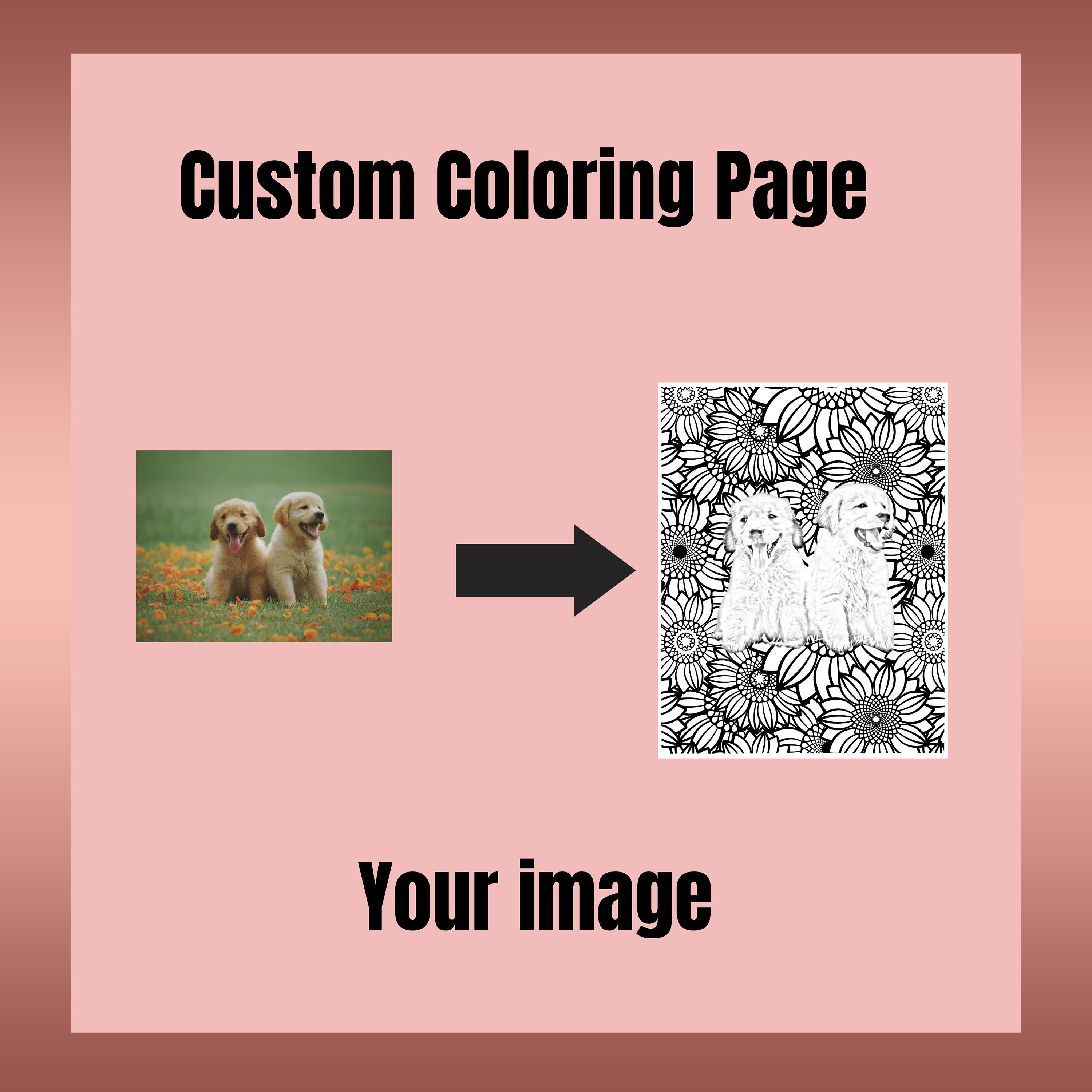 Custom PET Coloring Page From Your Photo Valentine's Day - Etsy