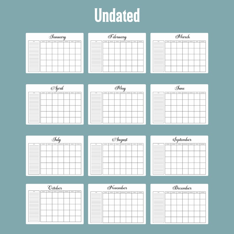 2024 Calendar 2024 Minimalist Monthly Planner Landscape Elegant Monthly ...