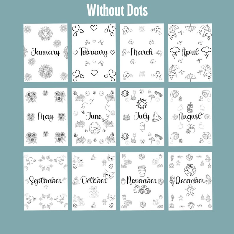 12 Monthly Cover Pages A5 Journal Monthly Title Page Template Monthly ...