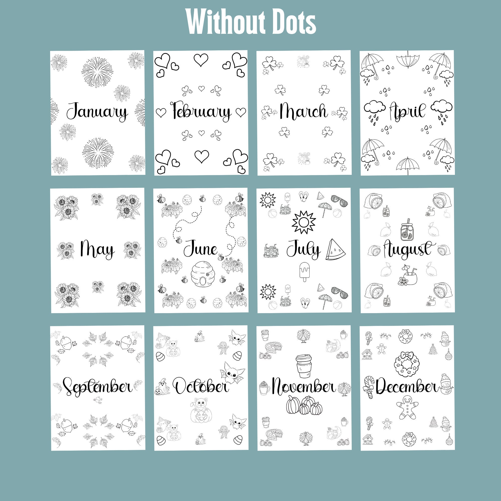 12 Monthly Cover Pages A5 Journal Monthly Title Page Template Monthly ...