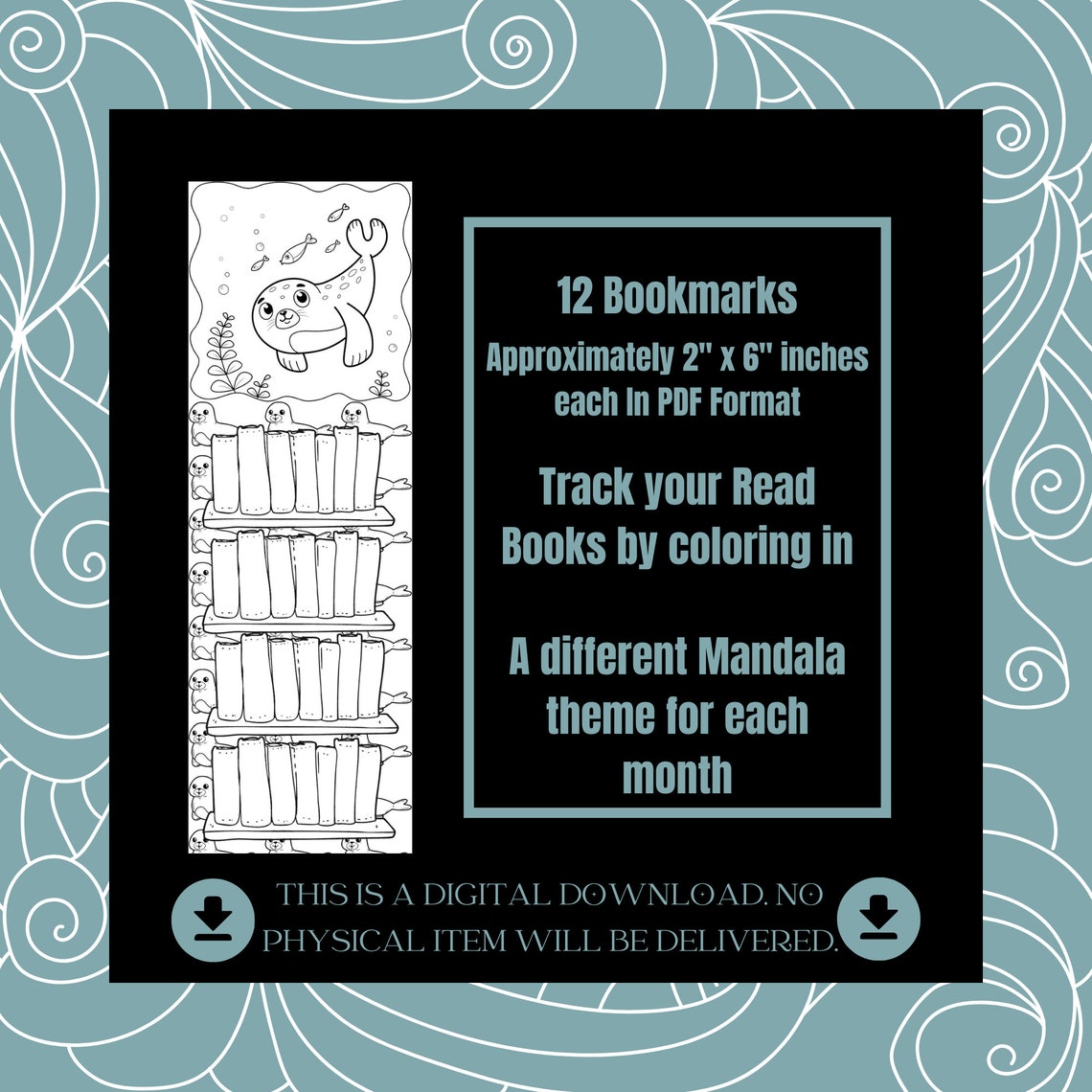 12 CUTE Printable Kids Bookshelf Bookmarks, Monthly Reading Tracker ...