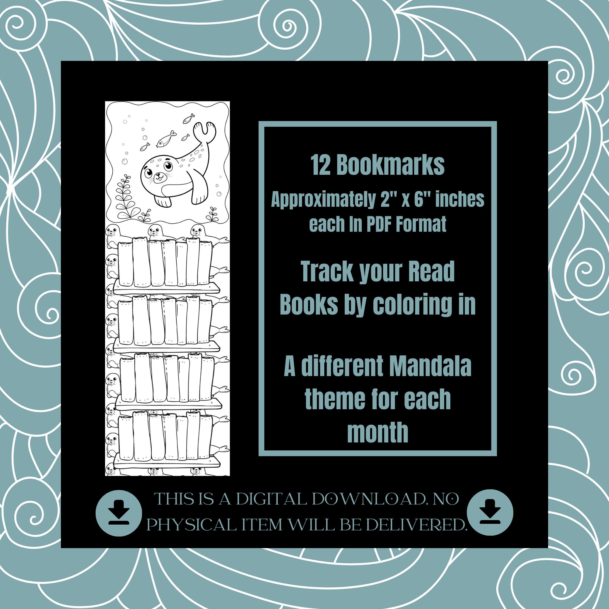 12 CUTE Printable Kids Bookshelf Bookmarks, Monthly Reading Tracker ...