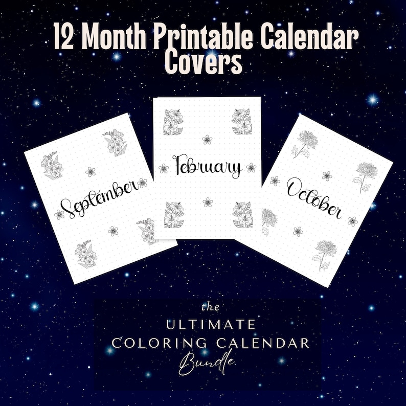 12 Monthly Cover Pages A5 Journal Monthly Title Page Template Monthly ...