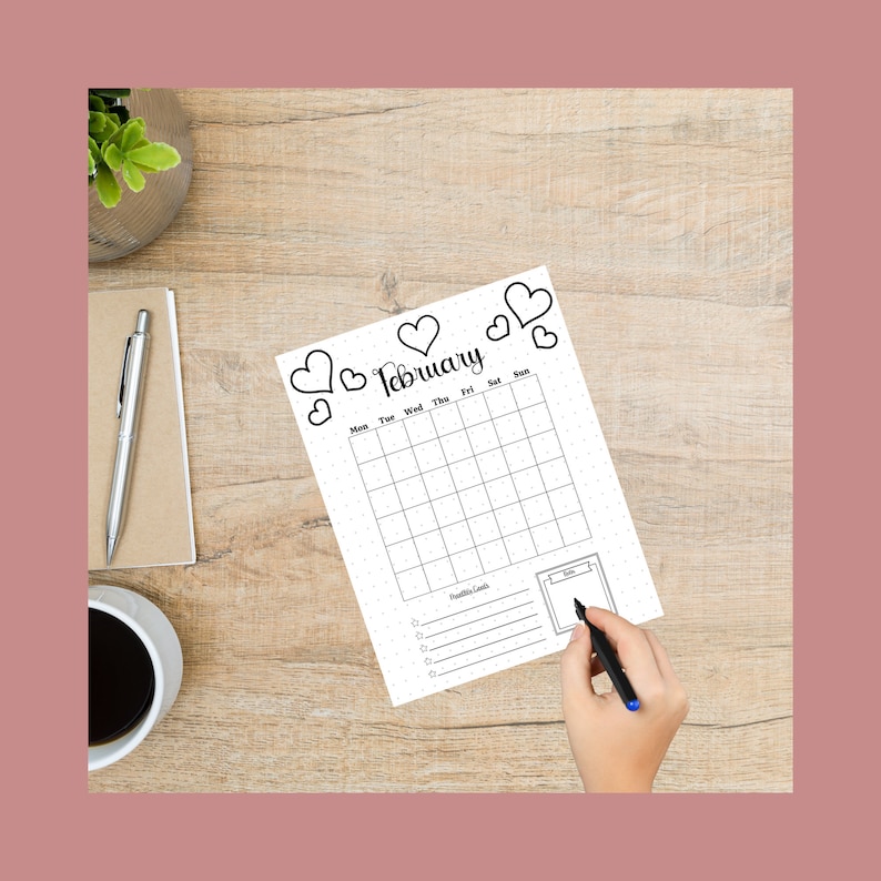 12 Month Calendar Pages A5 Journal Monthly Calendar Template Monthly ...