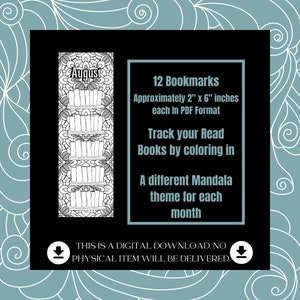 12 Printable Bookshelf Bookmarks, Monthly Reading Tracker, Coloring ...