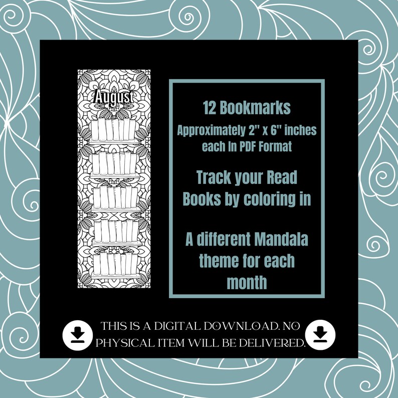 12 Printable Bookshelf Bookmarks, Monthly Reading Tracker, Coloring ...