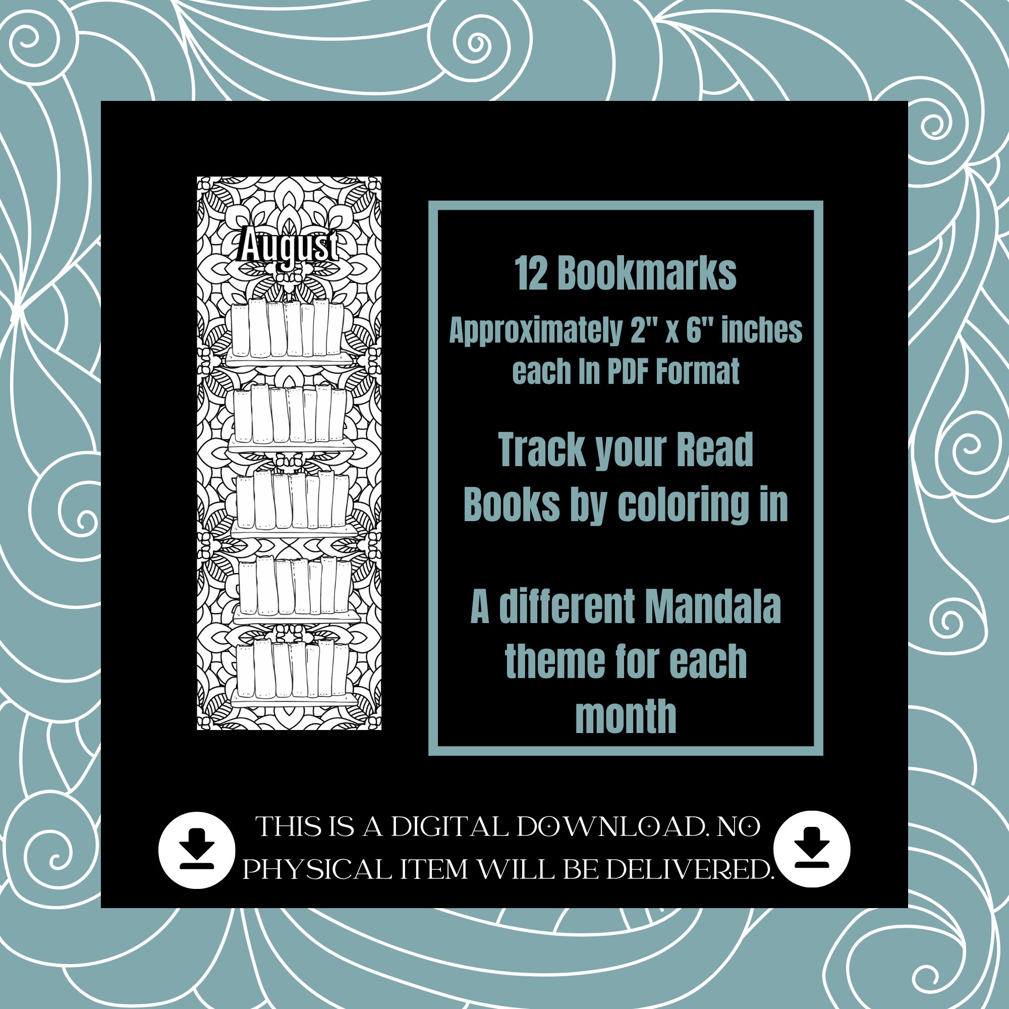 12 Printable Bookshelf Bookmarks, Monthly Reading Tracker, Coloring ...