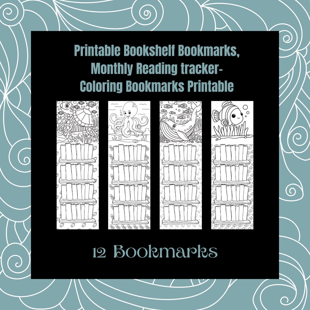 12 CUTE Printable Kids Bookshelf Bookmarks, Monthly Reading Tracker ...