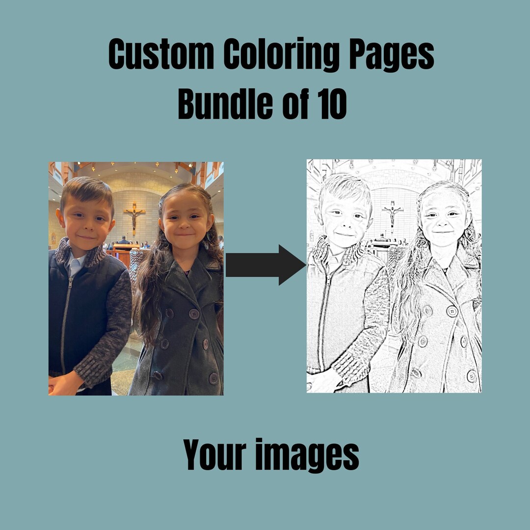 Custom Bundle of 10 Coloring Pages From Your Photo, Valentine's Day ...