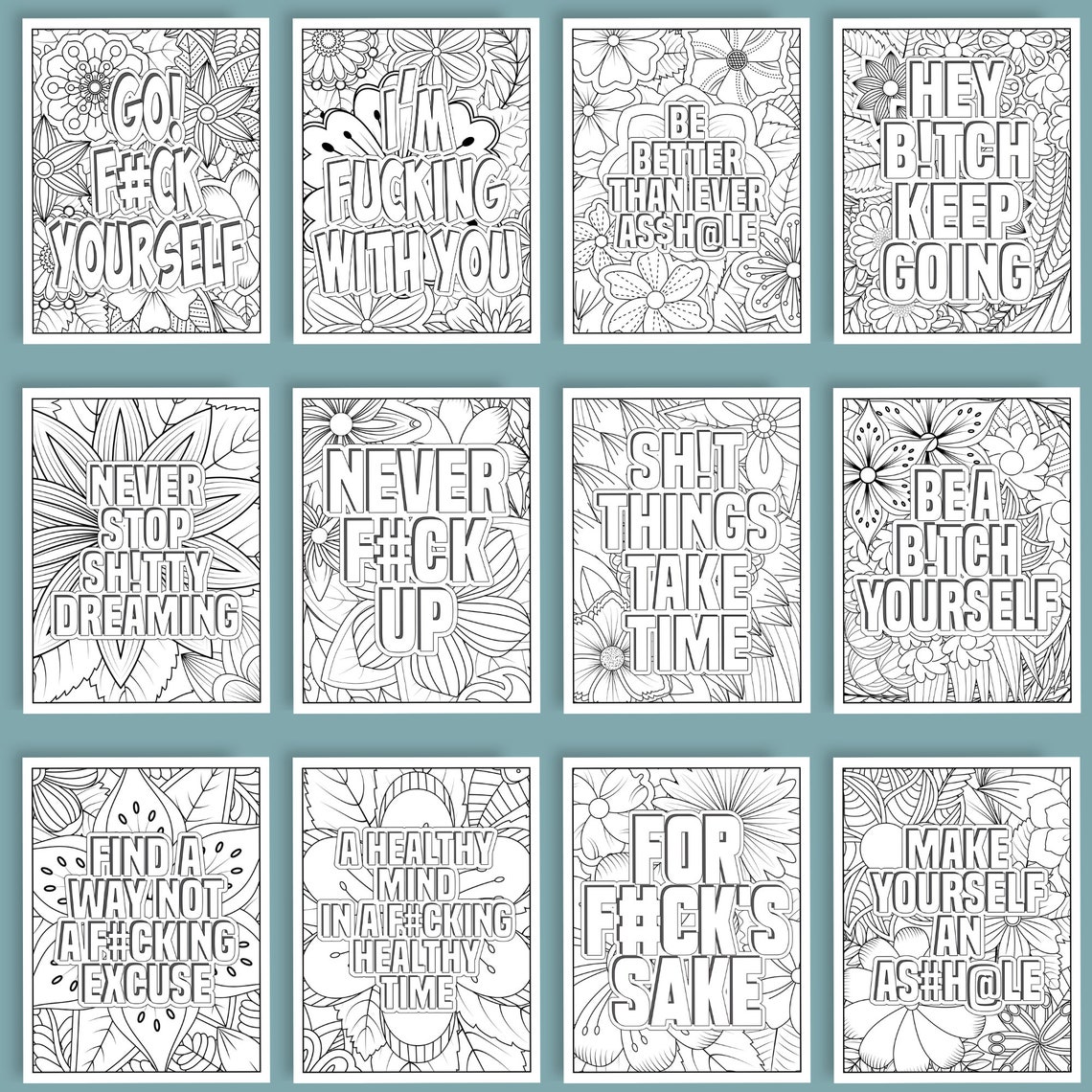 100+ Swear Words Coloring Pages for Adults VOL 1-4 - Printable Coloring ...