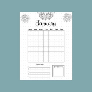 12 Month Calendar Pages - A5 Journal Monthly Calendar Template ...