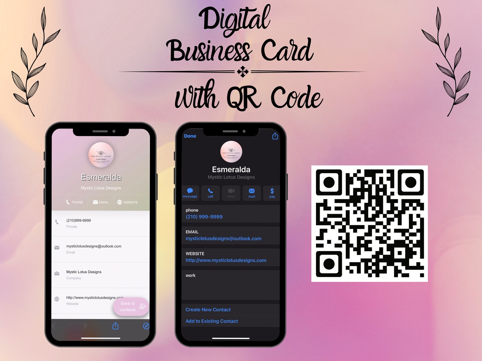 Digital Business Card QR Code for Website Small Business - Etsy