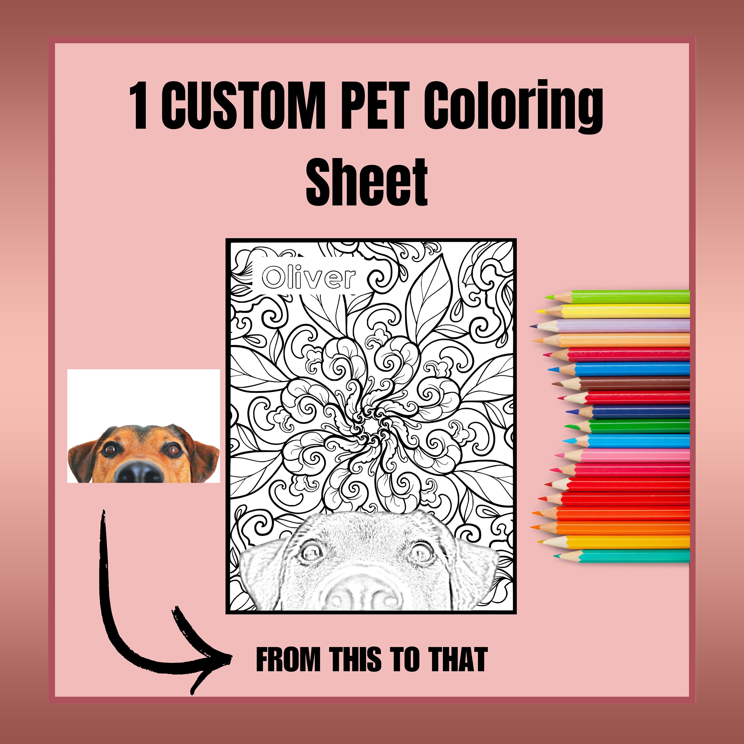Custom PET Coloring Page From Your Photo Valentine's Day - Etsy Australia
