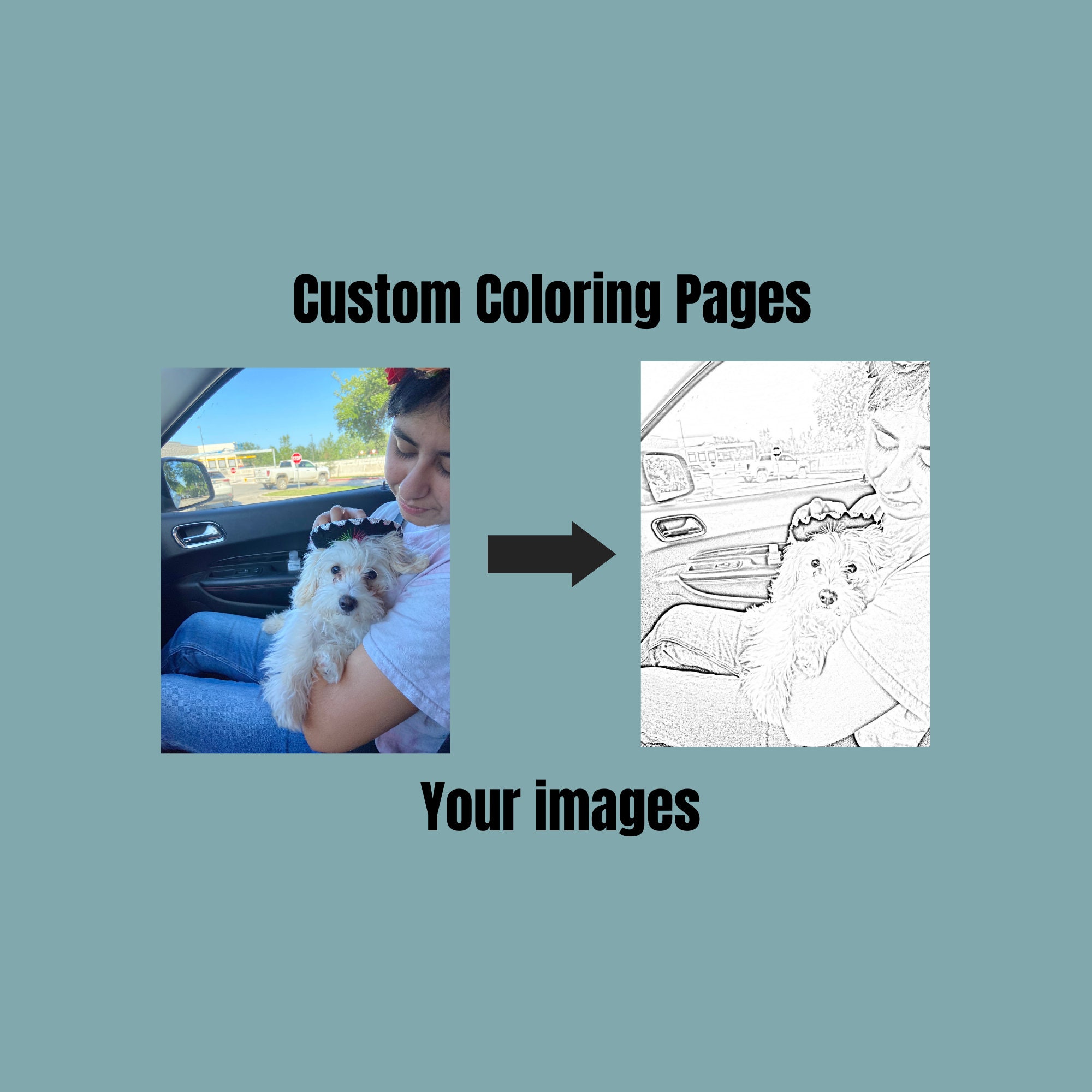 Custom Bundle of 10 Coloring Pages From Your Photo, Valentine's Day ...
