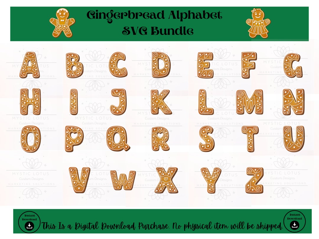 Christmas Gingerbread Alphabet SVG Bundle, Alphabet Letters Bundle ...