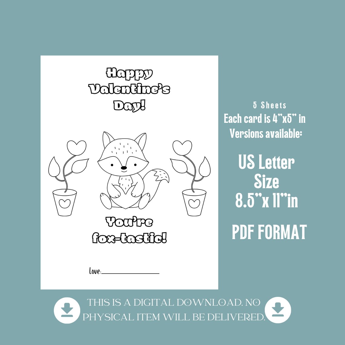 Printable Valentines Coloring Cards for Kids, Valentines Day Coloring ...