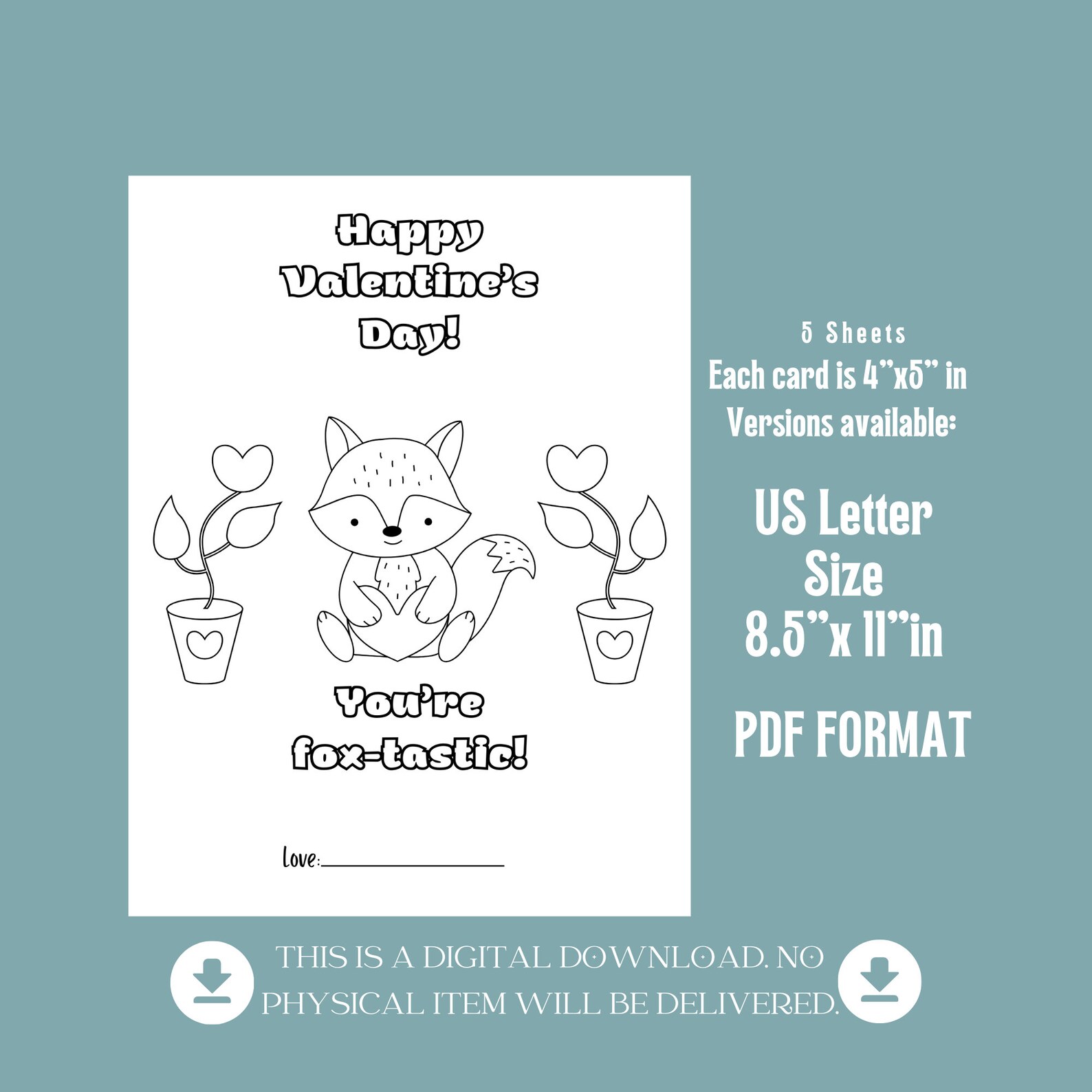 Printable Valentines Coloring Cards for Kids, Valentines Day Coloring ...