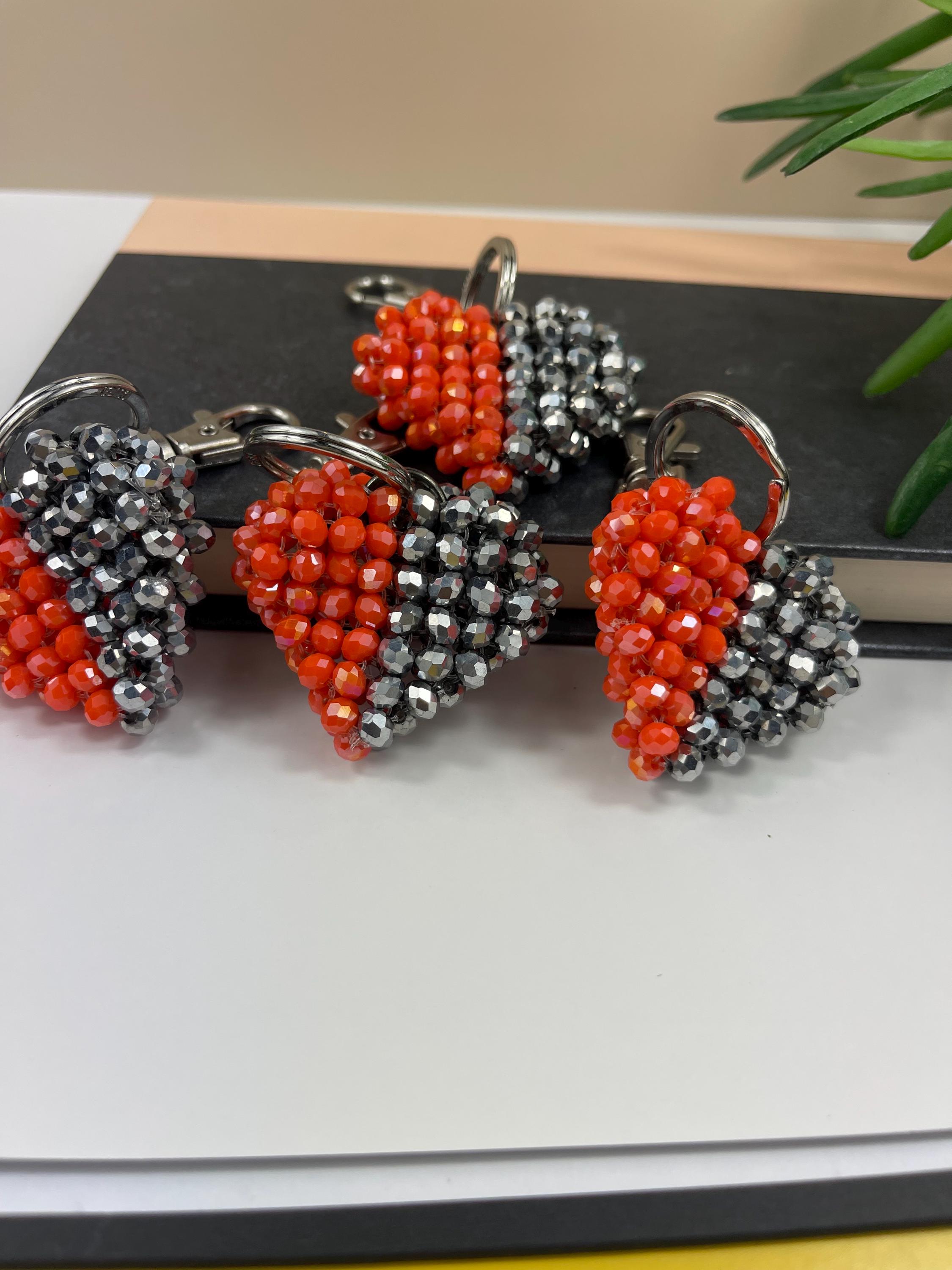 Handmade Beaded Keychain, Beaded Heart Keychain, Unique Beaded Keychain ...