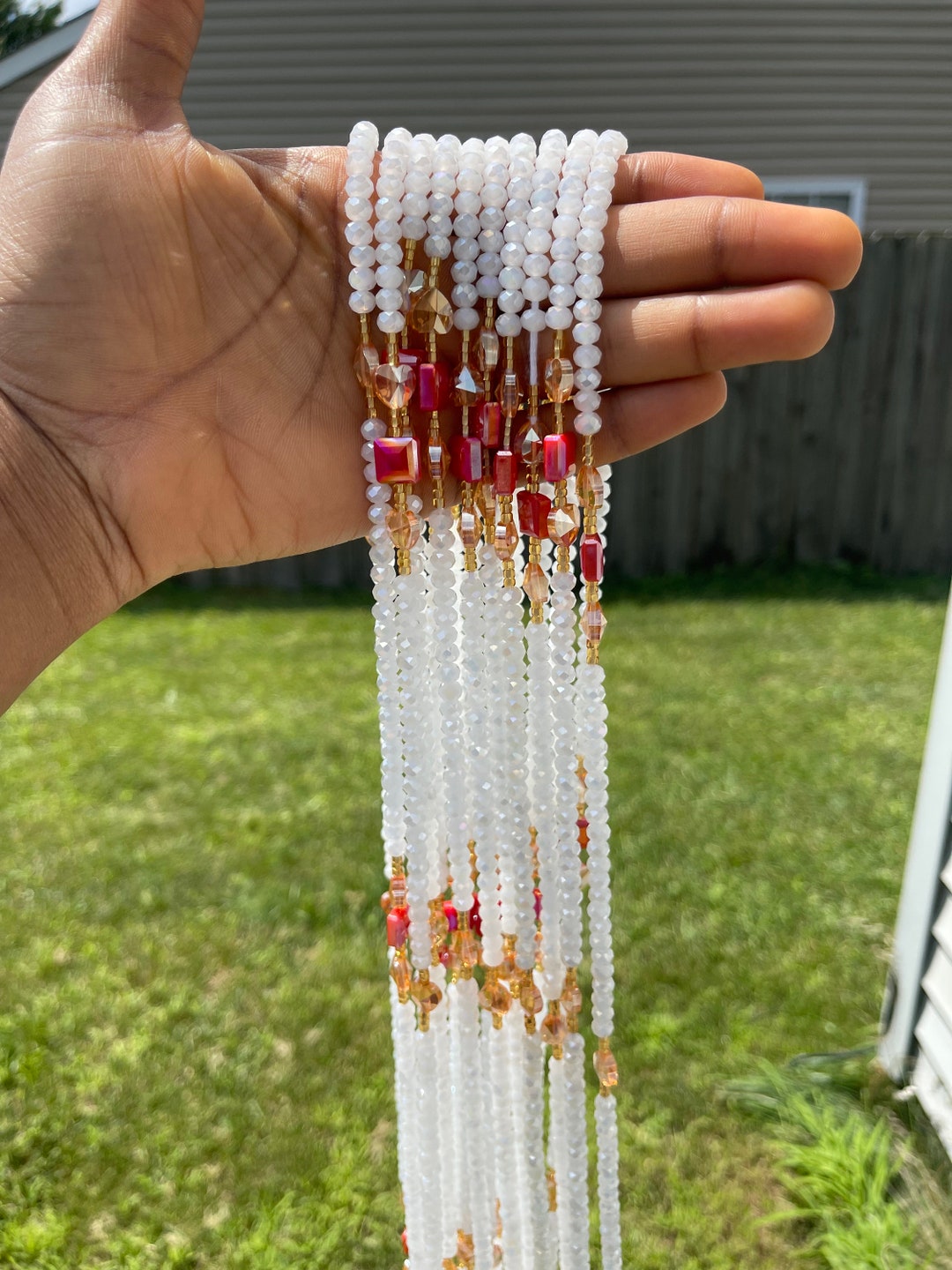 Tie on Waist Beads, Waist Beads With Crystals, Luxury African Waist ...