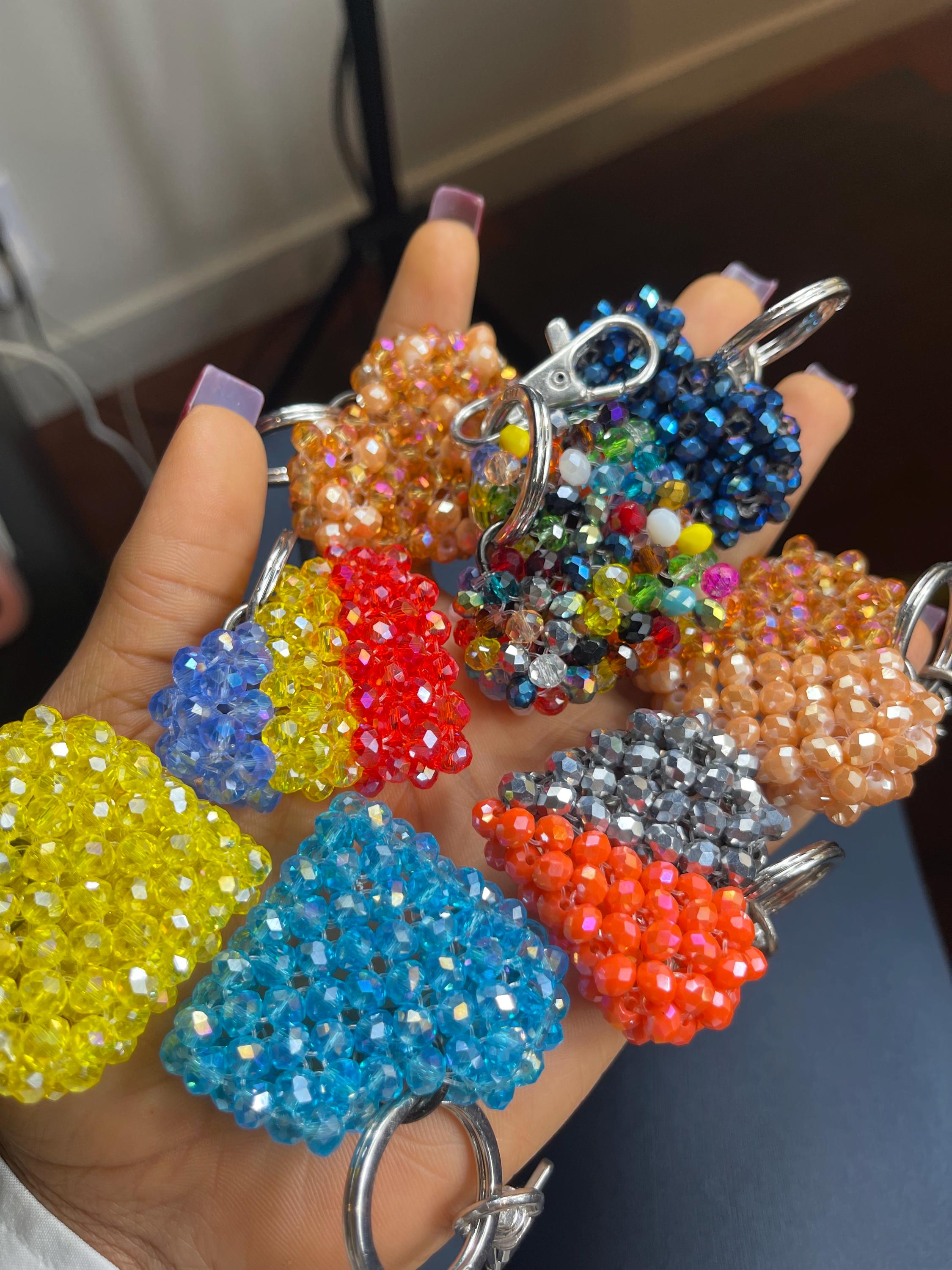 Handmade Beaded Keychain, Beaded Heart Keychain, Unique Beaded Keychain ...