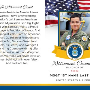 Master Sergeant Air Force Retirement Ceremony W AIRCRAFT Bi-fold ...