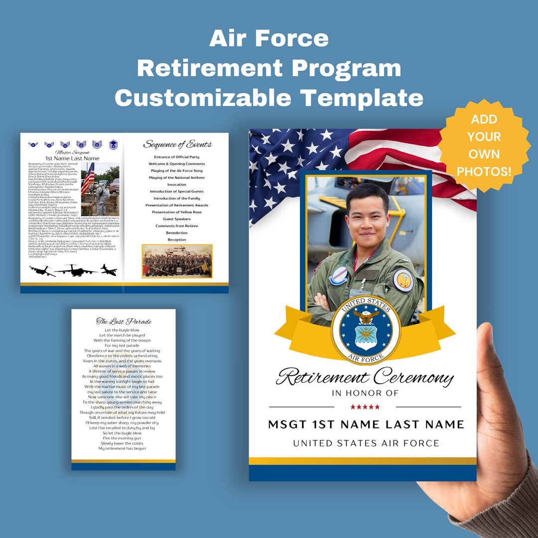 Air Force MSGT AIRCRAFT Retirement Ceremony Program Template Retirement ...