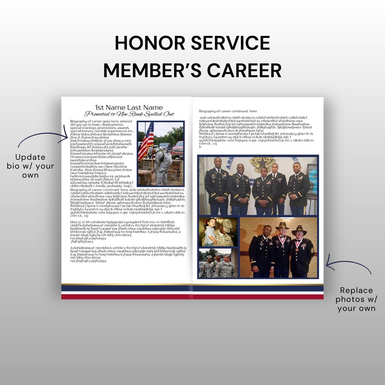 US Military Promotion Ceremony Program Digital Template 8 Page | Army ...