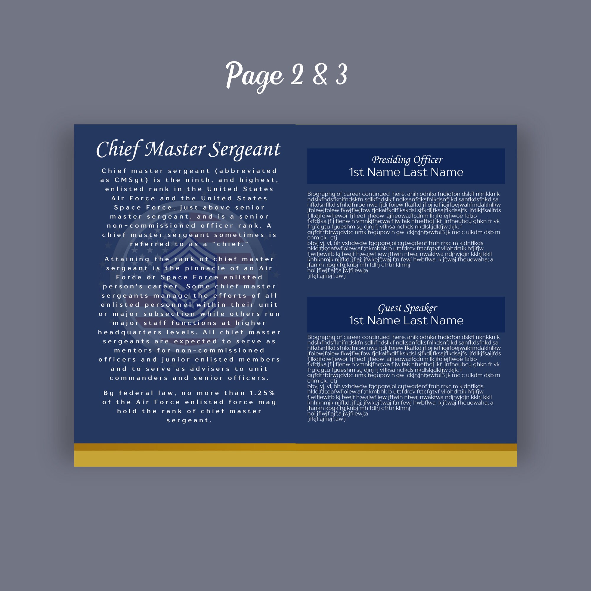 Air Force Cheif Induction Ceremony Program Template 8 Page Bi-fold ...