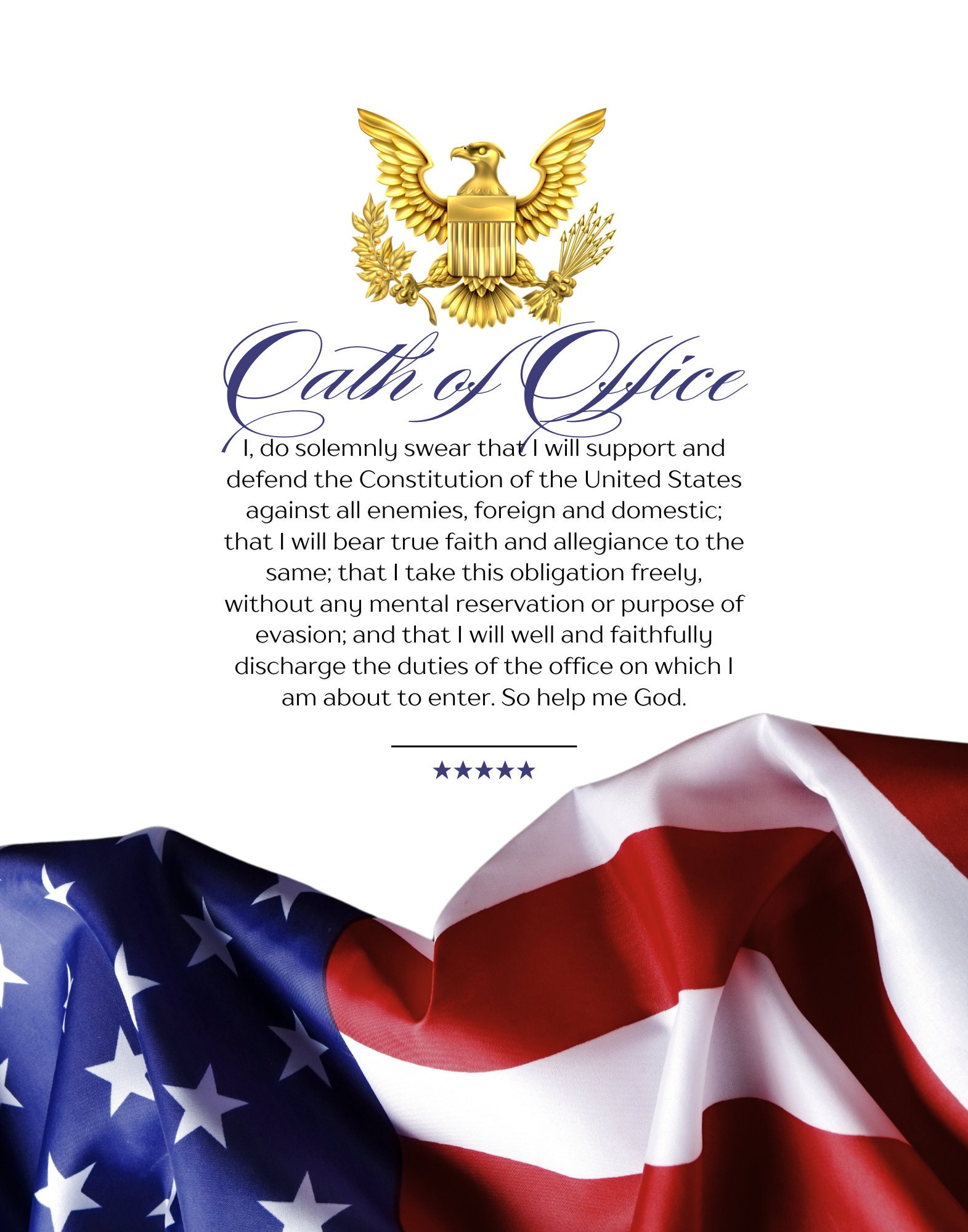 Oath of Office 11x14 PRINT Commissioned Officer Oath for US Army, Navy, Marine, Air Force, Space ...
