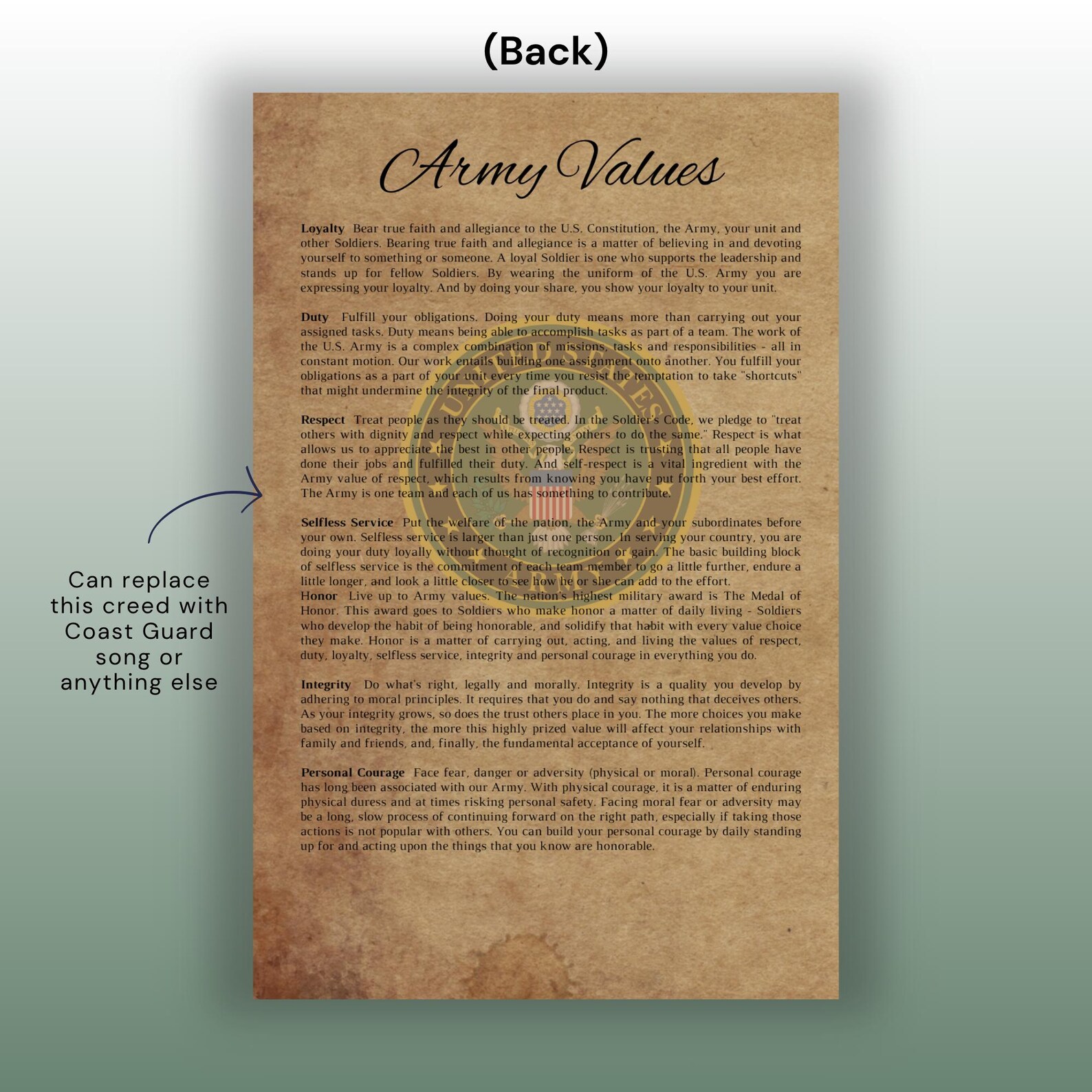 Army Retirement Ceremony Program With Unit Patch, Army Values, Military ...