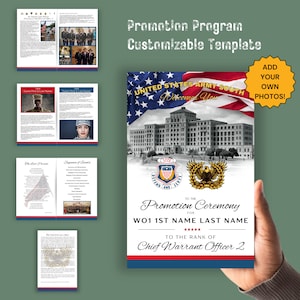 CW2 JAG Army Promotion Ceremony Program Template 8 Page Bi-fold Warrant ...